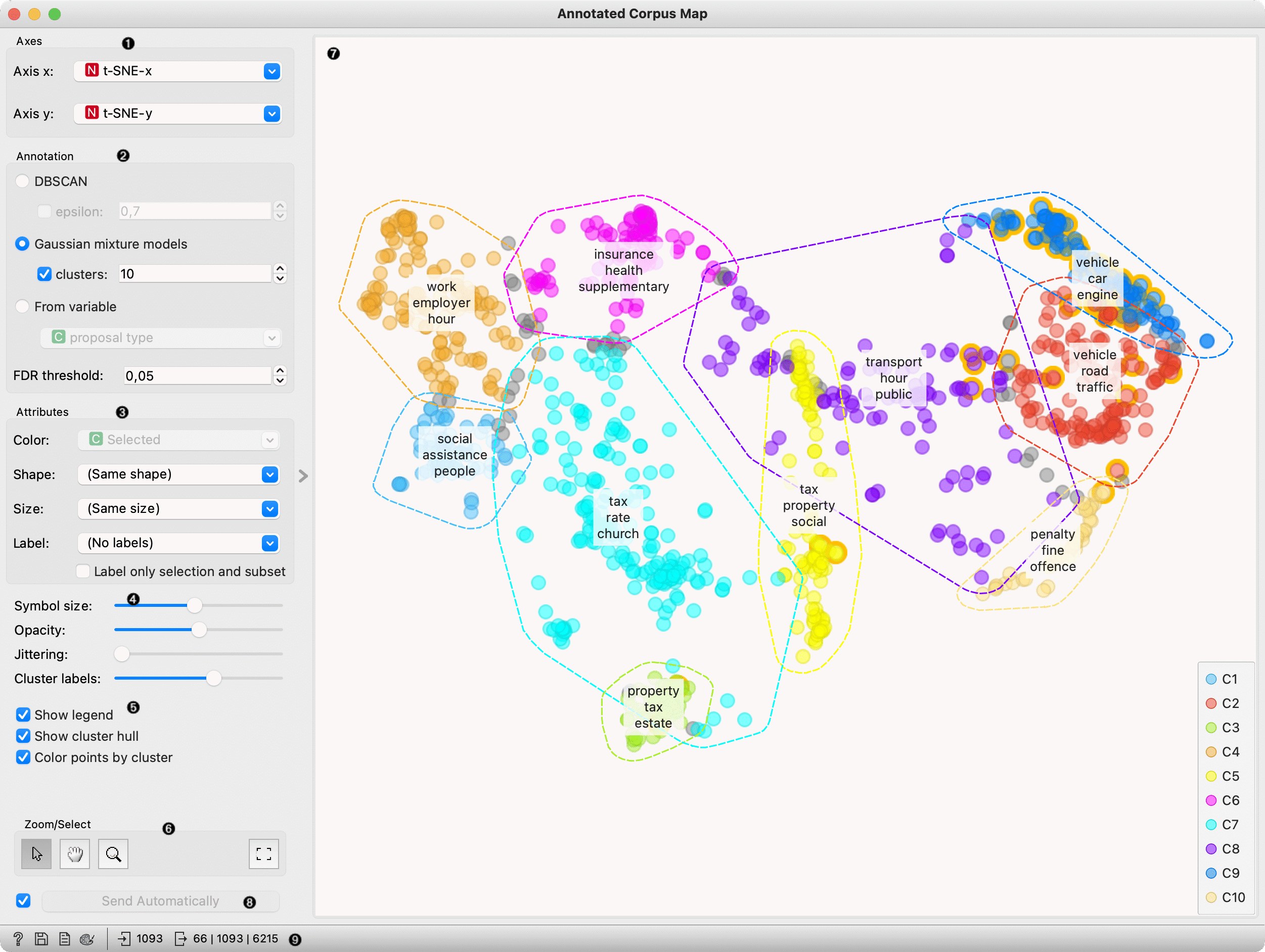 Orange Data Mining - Annotated Corpus Map